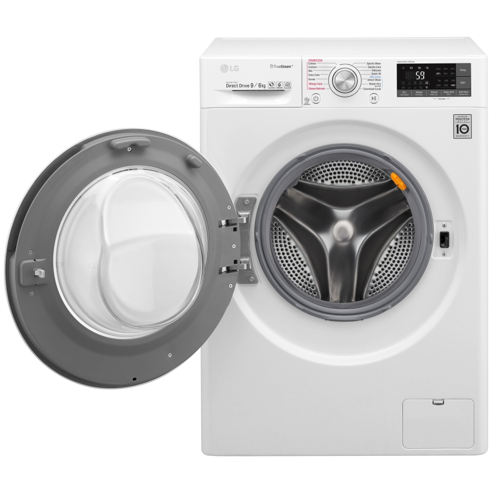 LG F4J8FH2W 9kg/6kg Direct Drive Eco Hybrid TrueSteam Washer Dryer ...