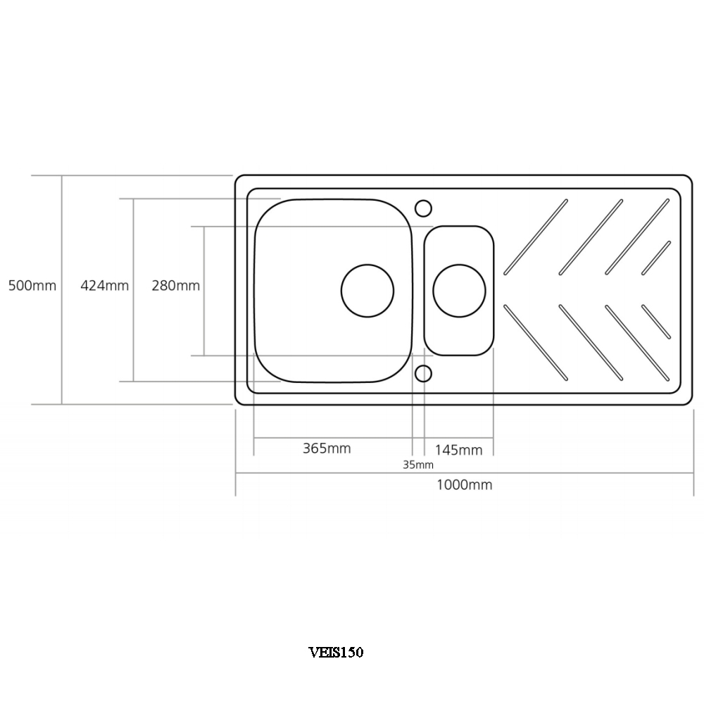 Caple VEI150AN Veis 150 1.5 Bowl Inset Sink Reversible Drainer ...
